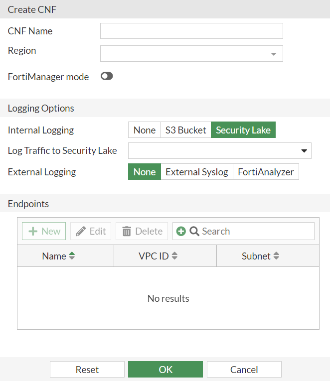 Send log files to AWS Security Lake 23.3.b | FortiGate CNF | Fortinet Document Library